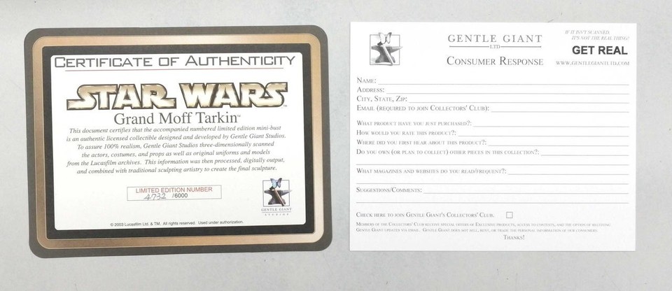 GENTLE GIANT Grand Moff Tarkin STAR WARS | eBay