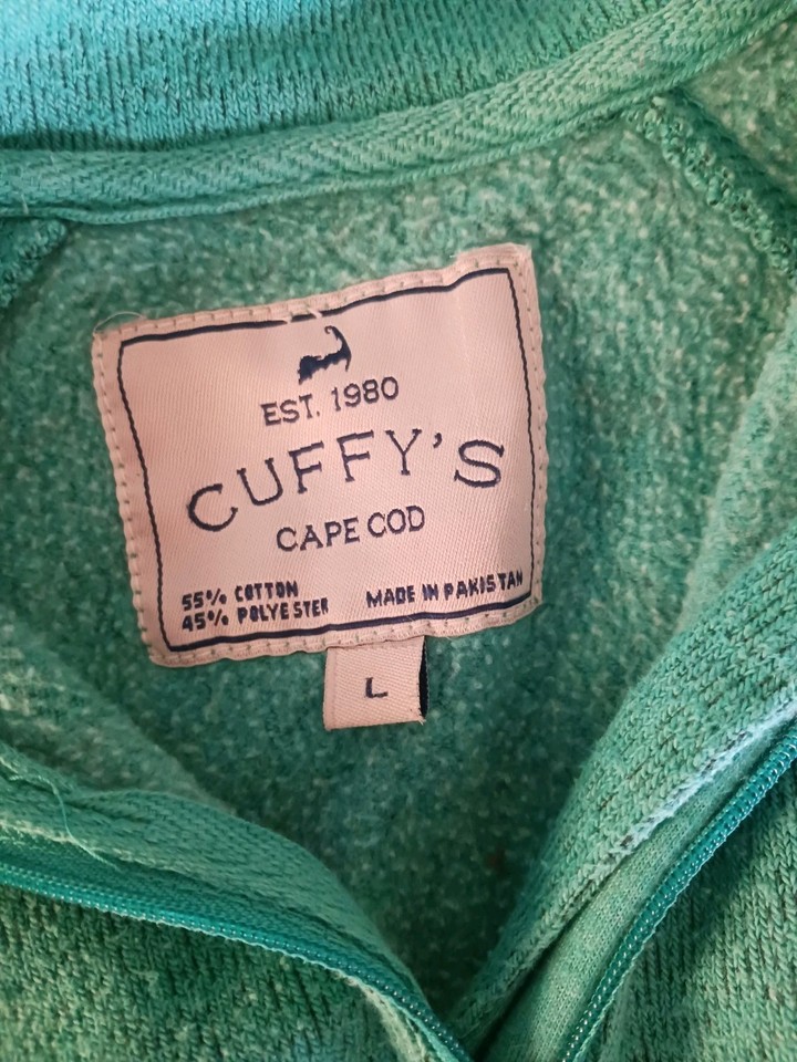 Cuffys Cape Cod Sweater Pullover Fleece Seafoam Green Zip Neck Size L ...