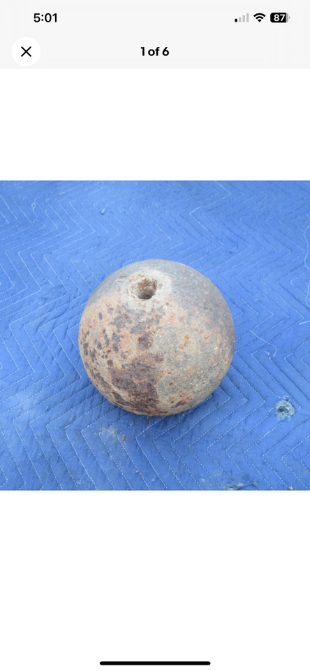 War of 1812 Cannonball/Mortar Dredged from Chesapeake Bay, Fort McHenry ...