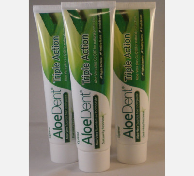 ALOE DENT TRIPLE ACTION ALOE VERA FLUORIDE FREE TOOTHPASTE 100ml x 3 ...