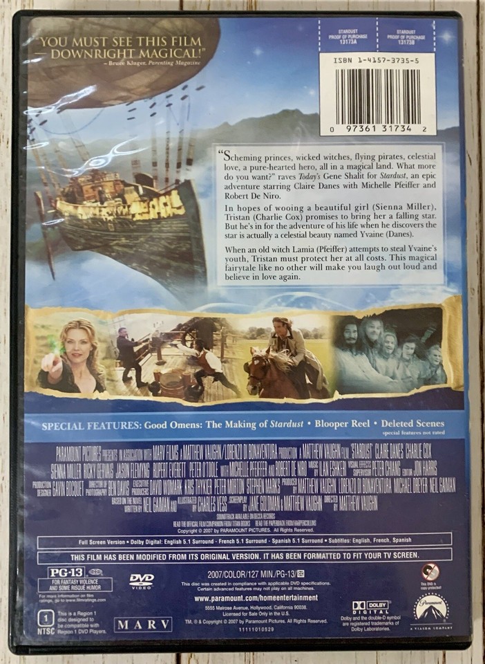 Stardust (DVD, 2007) Claire Danes Michelle Pfeiffer Robert DeNiro ...