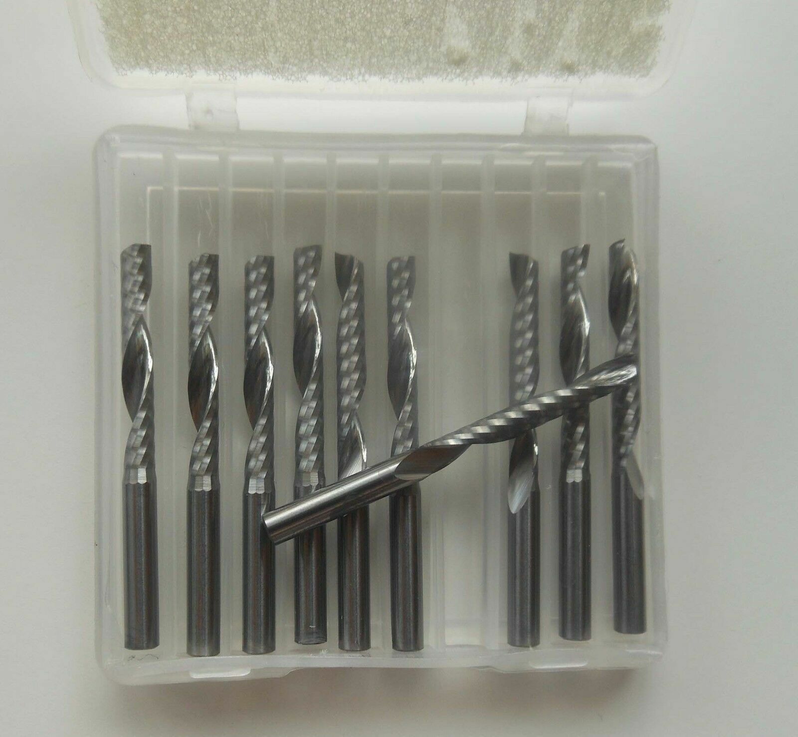 10pcs 1mm shank Single Flute Spiral End Mill Cutter CNC 4mm CEL 1/8" 3 ...