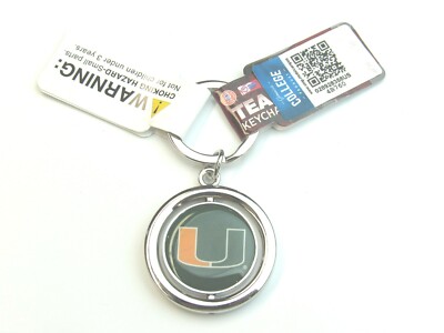 NCAA Miami Hurricanes Spinning Logo Key Ring Keychain Forever ...