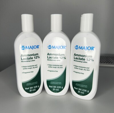 3x Major Ammonium Lactate 12% Moisturizing Lotion Fragrance Free 8 oz ...