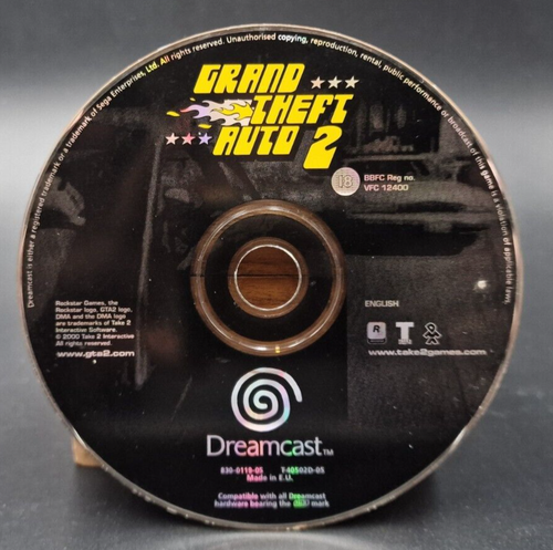 Grand Theft Auto 2 - SEGA Dreamcast DC - CD SEUL DISC ONLY - PAL - Très ...