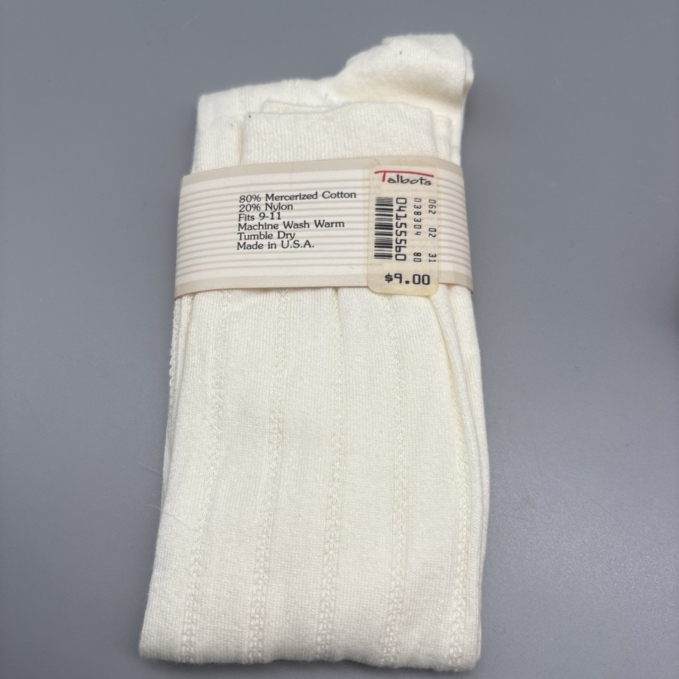 VTG Talbots Ribbed High Knee Socks New Old Stock Cotton Rayon Sz 9-11 ...