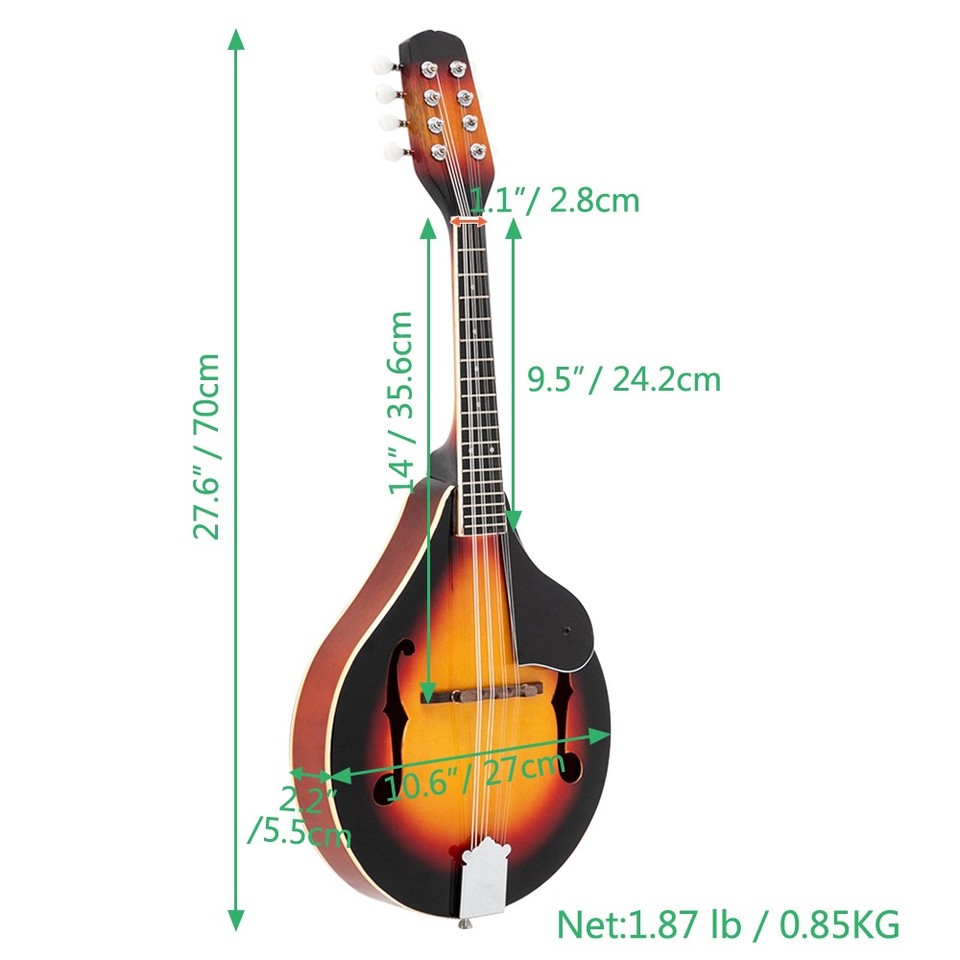 4 Pairs String Cambered Wood Mandolin | eBay