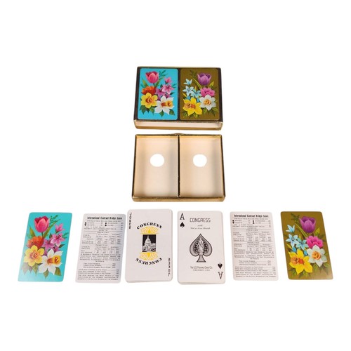 Vintage Congress Cel-U-Tone Finish Floral Pattern Playing Cards Dual ...