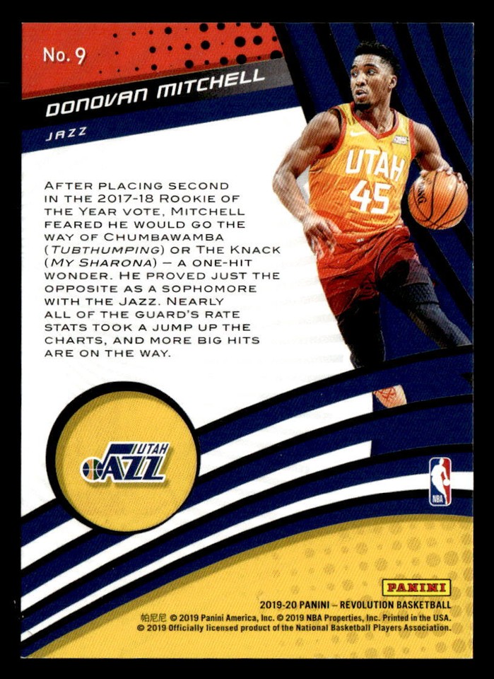 2019-20 Panini Revolution #9 Donovan Mitchell Vortex Card Utah Jazz | eBay