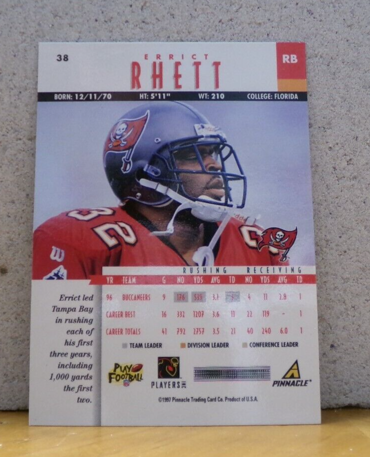 AUCTION 549 - FOOTBALL CARD ERRICT RHETT BUCCANEERS PINNACLE | eBay