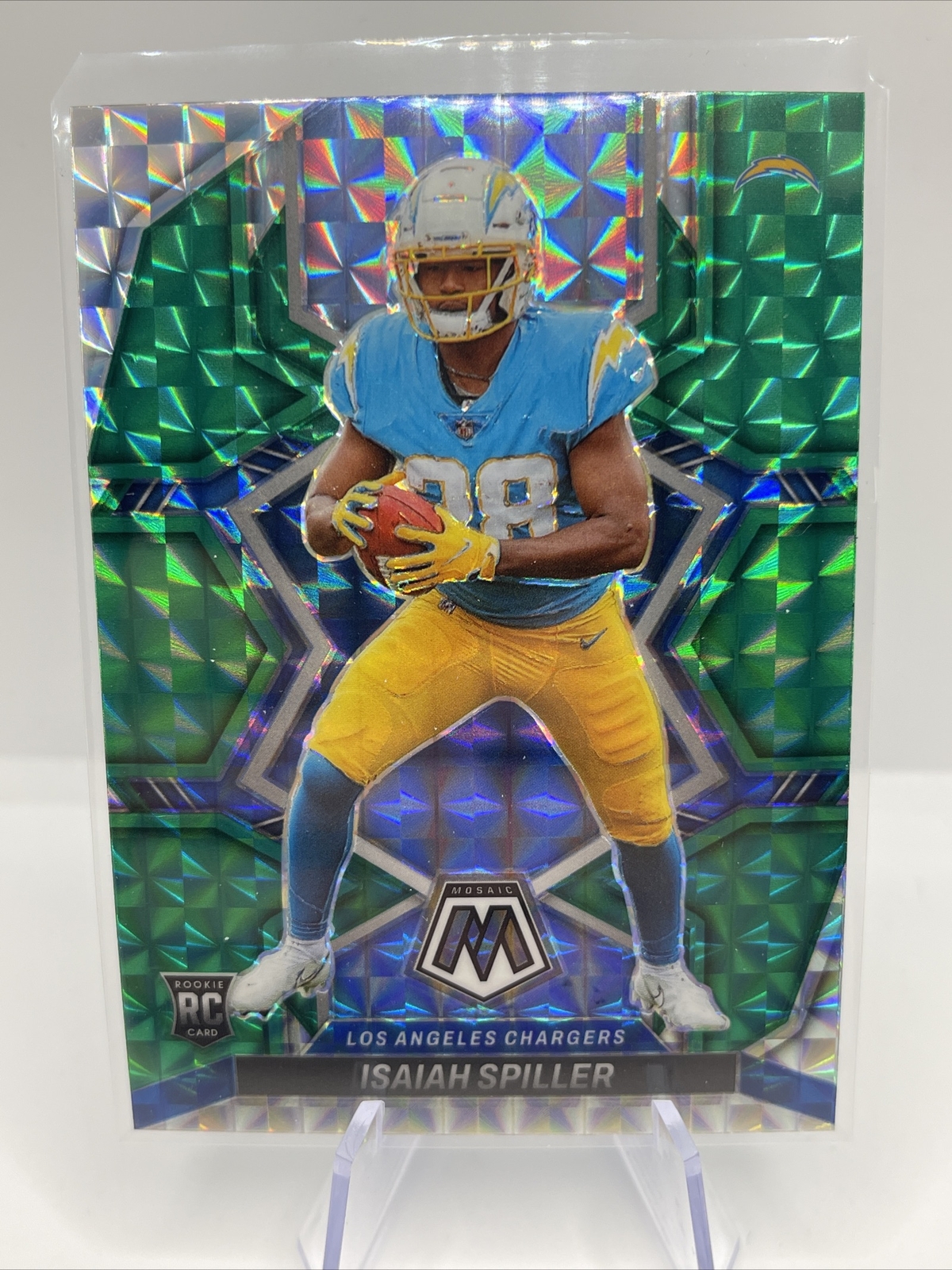2022 Mosaic Football Isaiah Spiller Green Mosaic Prizm Card #310 ...