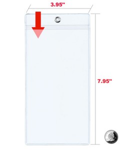 10x CLEAR PLASTIC SLEEVE LANYARD TICKET HOLDER WITH GROMMET 8.0" X 3.75 ...