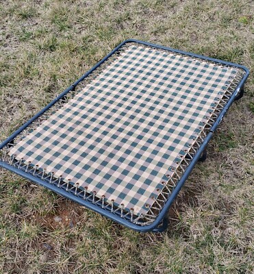 Vintage Blue & White Checked Aluminum Folding Cot Frame in VGC Plaid ...