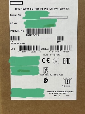 New Sealed HP 1600W Flex Slot Platinum Low Halogen Power Supply 200V ...