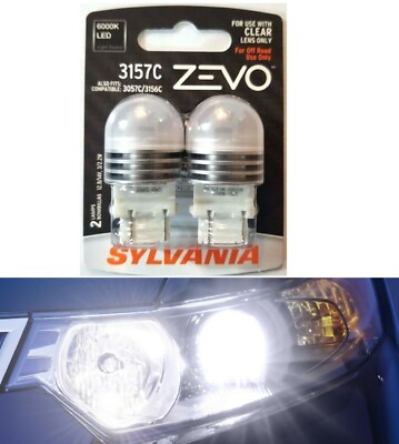 Sylvania ZEVO LED Light 3157C White 6000K Two Bulb Back Up Reverse ...