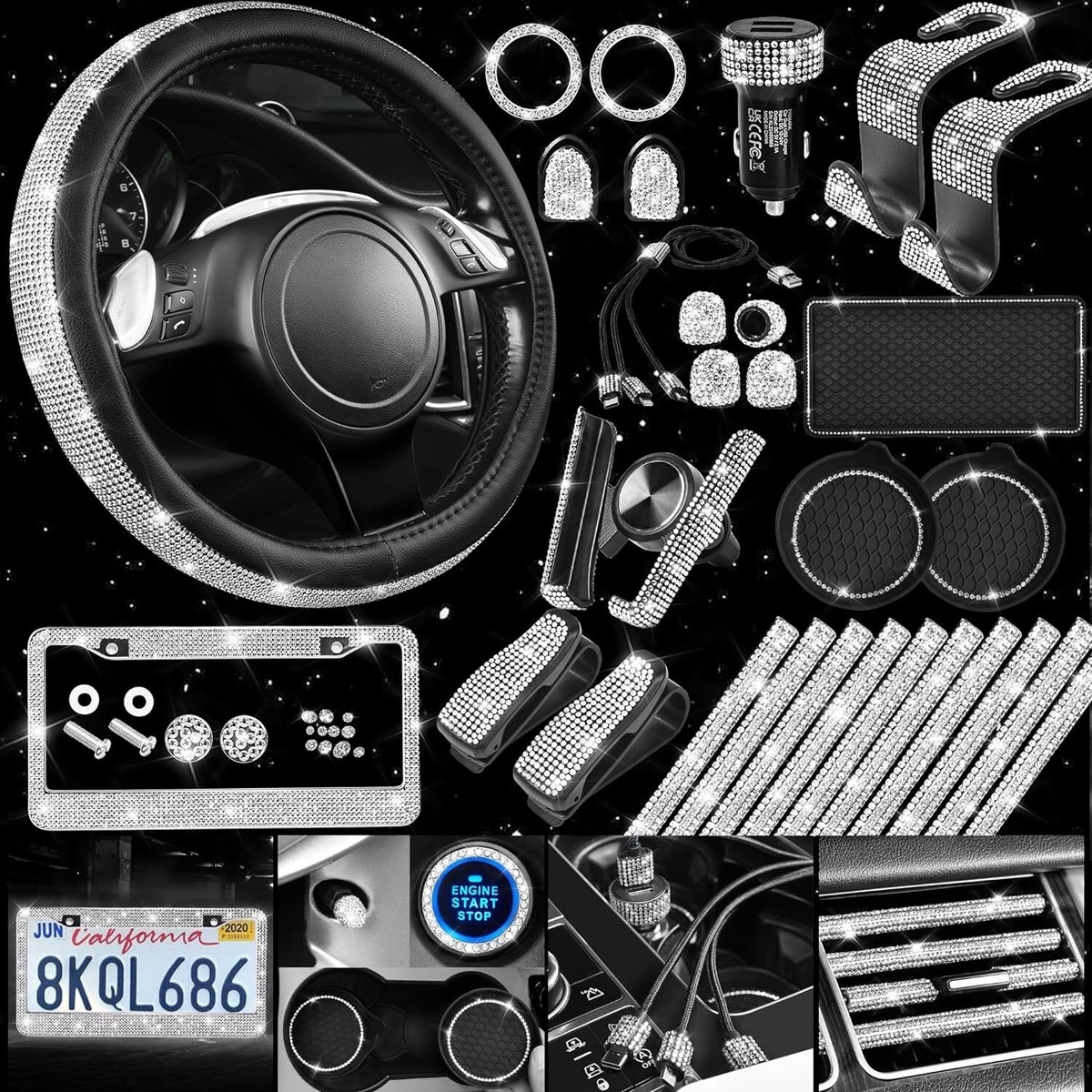 Bling Car Accessories 🔥8 Pieces Bling Car Accessories For Women
