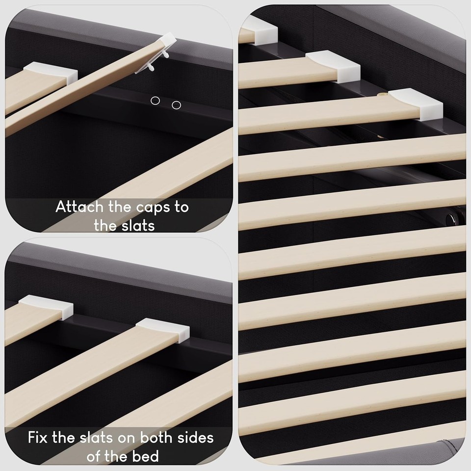 Lisbon Grey Single Faux Leather Bed 3ft - Stylish & Durable Platform ...