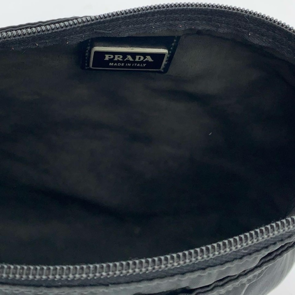 PRADA Nylon Shoulder Bag Black Triangle Logo Unisex Crossbody Authentic ...