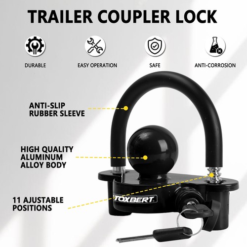 Heavy Duty Trailer Tongue Lock Hitch Coupler Tow Ball Lock 1-7/8", 2 ...