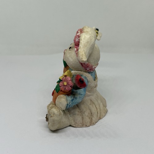 Resin Bunny Rabbit Easter With Flowers Bee And Ladybug Figurine Decor ...