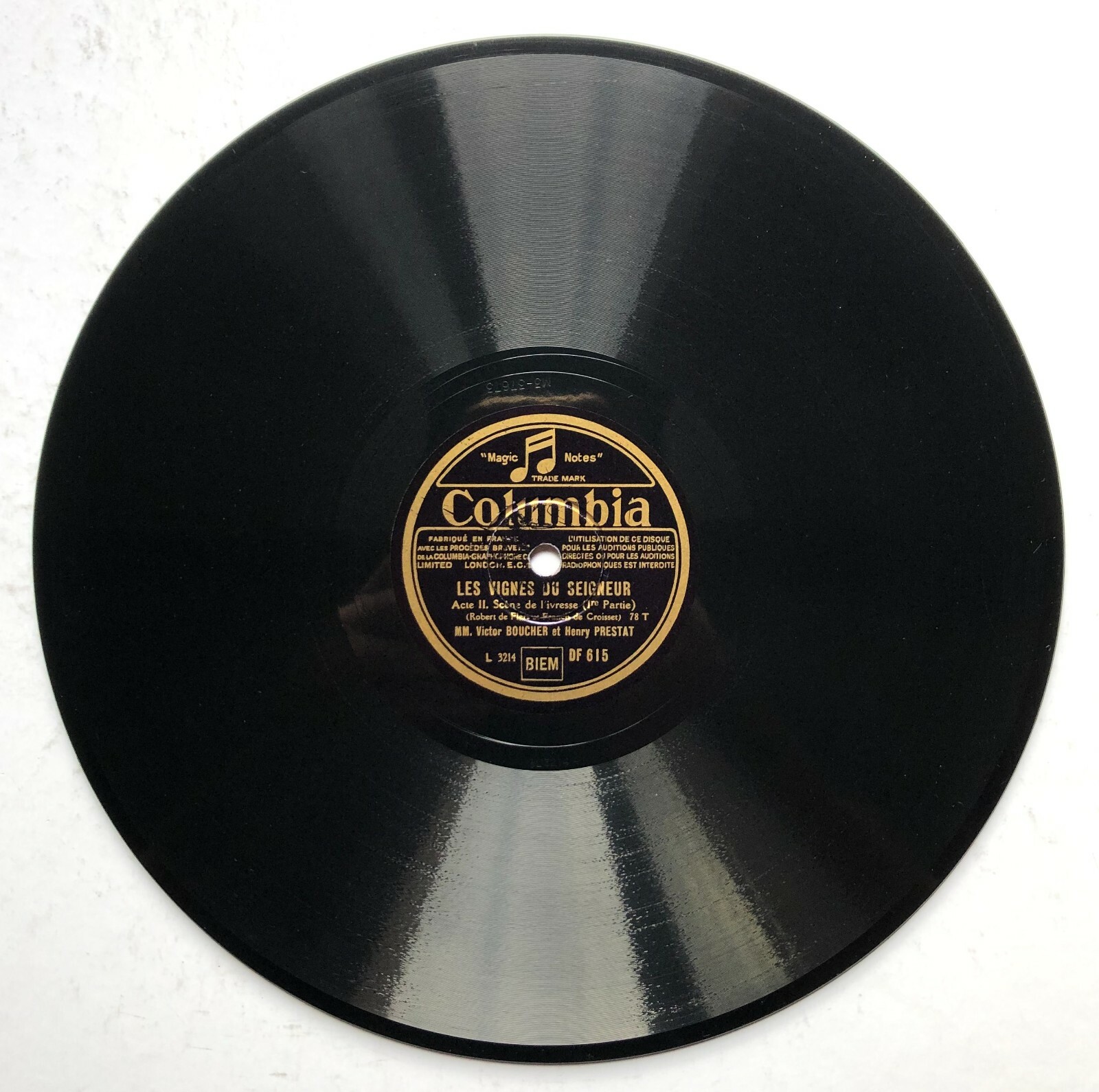 VICTOR BOUCHER & HENRY PRESTAT les vignes du seigneur DISQUE 78 RPM ...