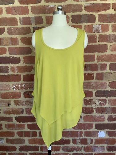 TS Taking Shape Mustard Mesh Top SZ M 18 20 Sheer Tunic Layered ...