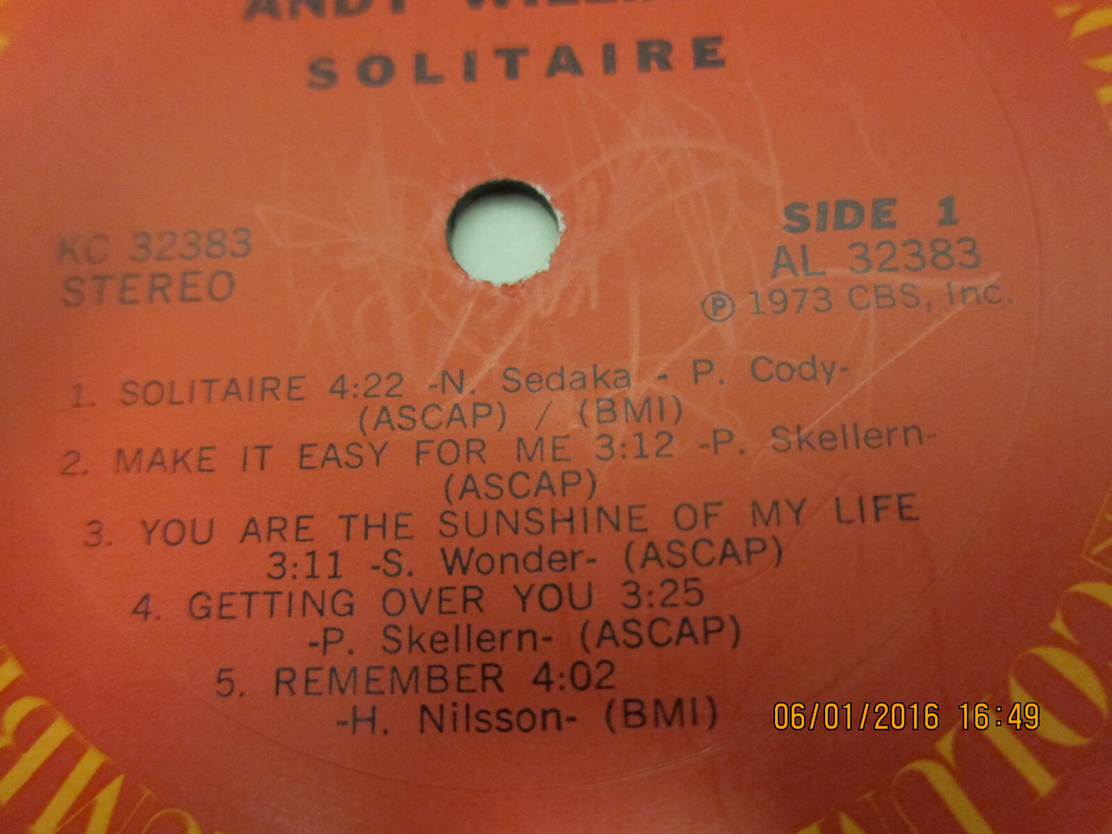 Andy Williams - Solitaire - Columbia Records | eBay