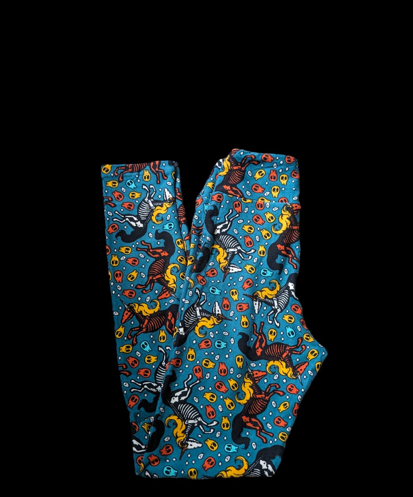 Lularoe NWOT LEGGINGS LITERAL UNICORN SKULLS HORSE Halloween Skeleton ...