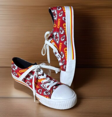 🏈 Foco Kansas City Chiefs Womens Low Top Repeat Print Canvas Shoe (Sz ...