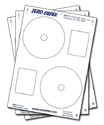 300 Zero Defex Matt Full Face CD / DVD Labels ZDL4004 | eBay UK