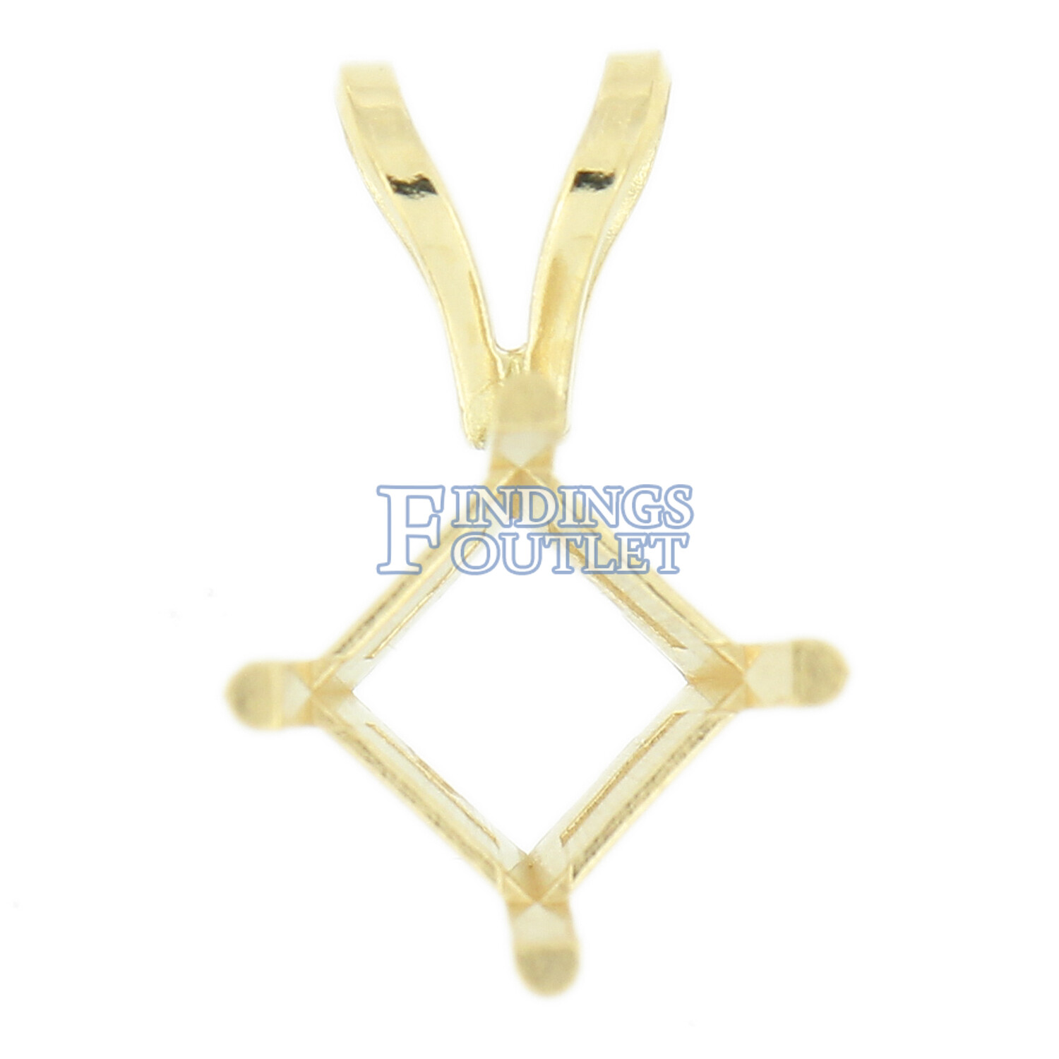 14K Yellow Gold Princess Pendant Setting Rabbit Ear Bail Mounting 0 ...