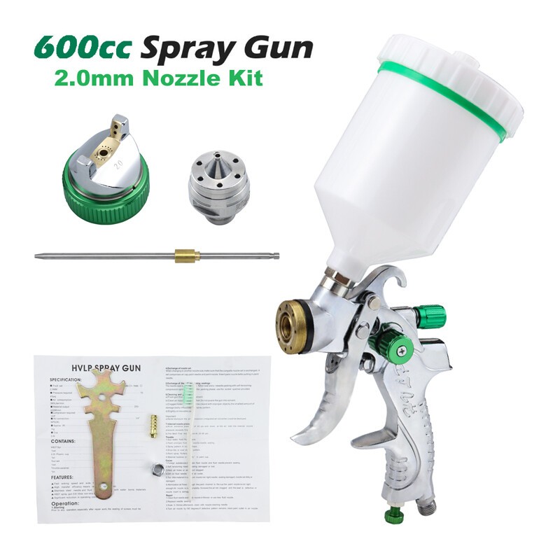 HVLP Auto Paint Air Spray Gun Kit Gravity Feed Car Primer 1.4/1.7/2.0MM ...