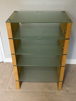 BLOK Stax HI-FI unit / rack / stand in Oak / Frosted Glass - 5 shelf ...