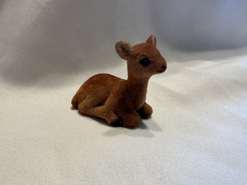 VTG Fuzzy Flocked Spotted Fawn Figurine Laying Down 2” | eBay