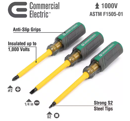 Commercial Electric 3-Pieces Insulated Screwdriver. ]NEW / Sealed[ | eBay