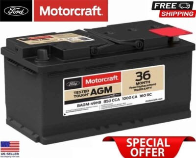 New Battery OEM FORD/Motorcraft AGM 49HA BCI 49 CCA 850 160 Reserve Amp ...