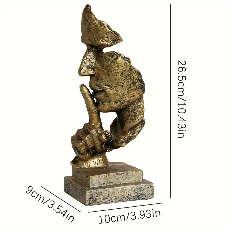 NEW Silence Shush Bronze Style Man Bust Abstract Resin Figurine ...