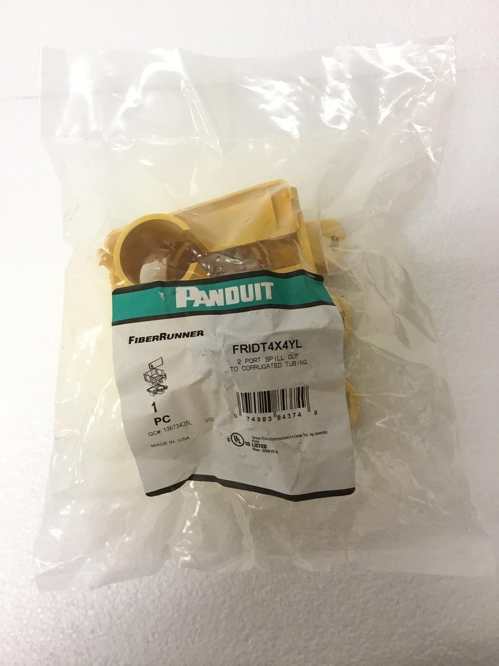 3x NEW PANDUIT FRIDT4X4YL 2 Port Spill Out To Corrugated Tubing w ...