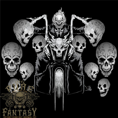 Motorcycle Skulls & Rider Motorbike Biker Mens T-Shirt 100% Cotton ...