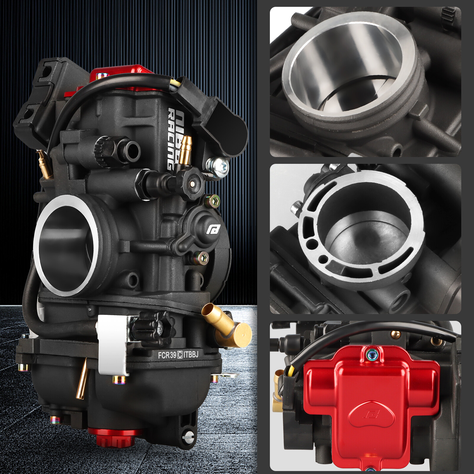 NIBBI Racing FCR 39mm Carburetor Flat Slide Carb For 350cc-500cc ...