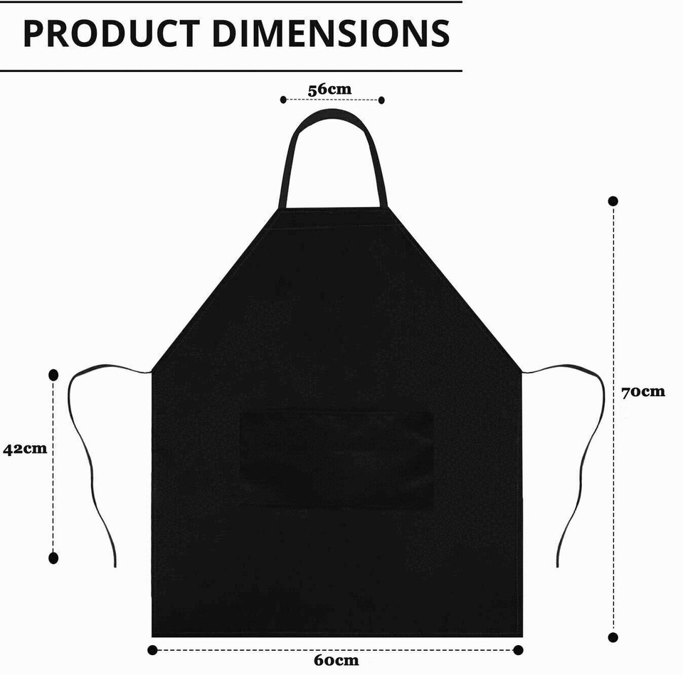 Kitchen Chef Bib Apron Cooking 2 Pockets Waterproof Butcher Catering ...