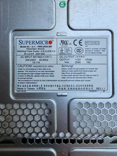 Supermicro PWS-2K53-BR 2500Watt 200-240V Redundant Module Switching ...