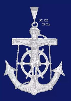 Sterling Silver .925 Large Heavy Anchor Cross with Jesus 29g. FREE ...