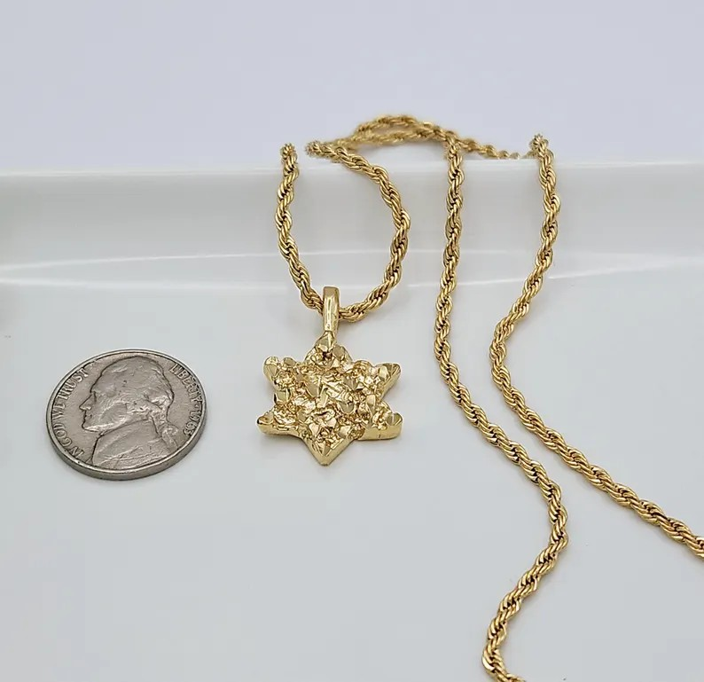 Gold Nugget Star Necklace, Gold Star Nugget, 14k Heavy Plated Gold, 2mm ...