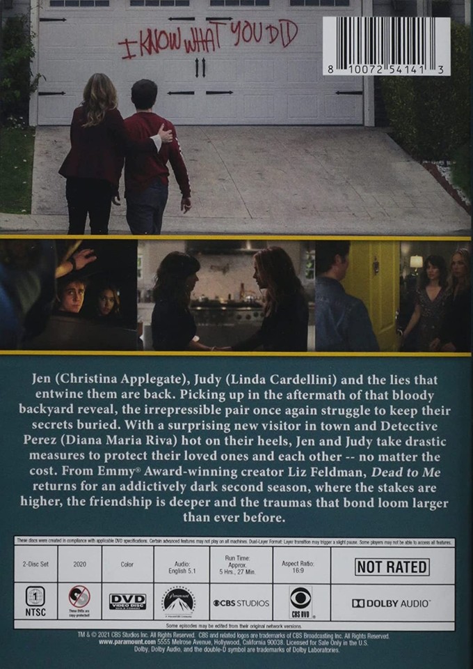 Dead To Me Season 2 (DVD) Christina Applegate Sam McCarthy Linda ...