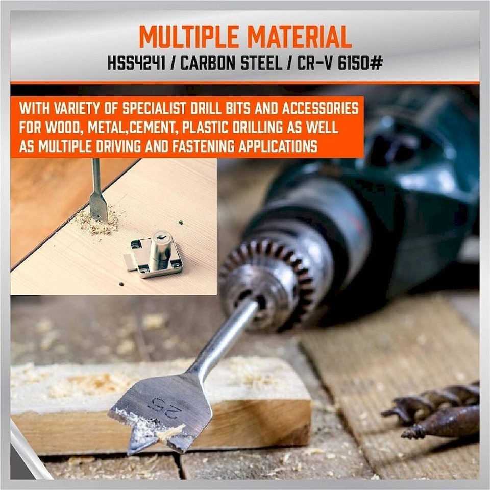 246-Pc Drill Bit & Driver Set for Wood Metal Cement – Combo Kit w/ Case ...