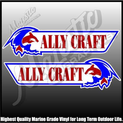ALLY CRAFT - 430mm X 120mm X 2 - LEFT & RIGHT PAIR - BOAT DECALS | eBay ...