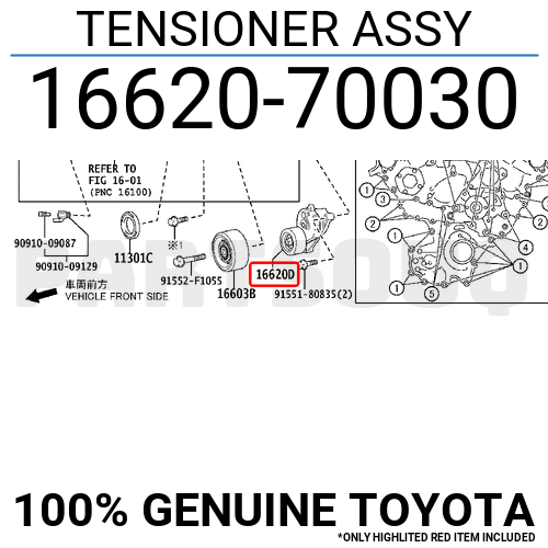 1662070030 Genuine Toyota TENSIONER ASSY 16620-70030 for sale online | eBay