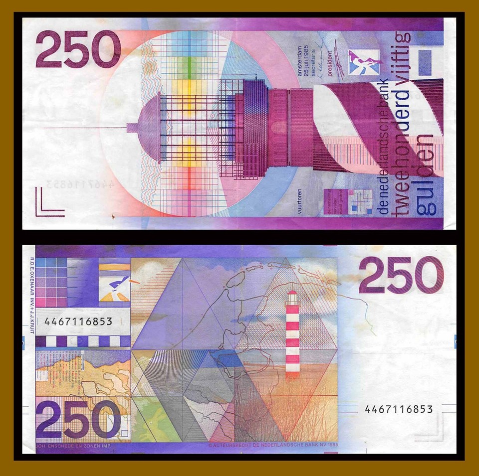 Netherlands 250 Gulden, 1985 P-98 Lighthouse F | eBay