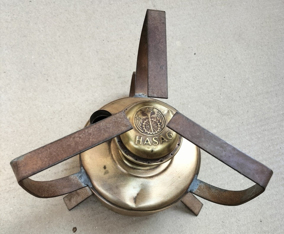 HASAG Germany Sprit Alcohol burning Camp stove lamp Iron legs Brass ...